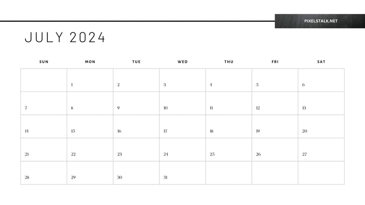 July 2024 Calendar Desktop Wallpapers HD - PixelsTalk